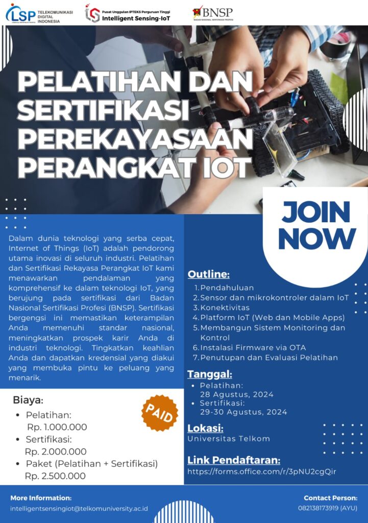 Pelatihan & Sertifikasi Perekayasaan Perangkat IoT 2024 - PUI-PT IS-IoT ...